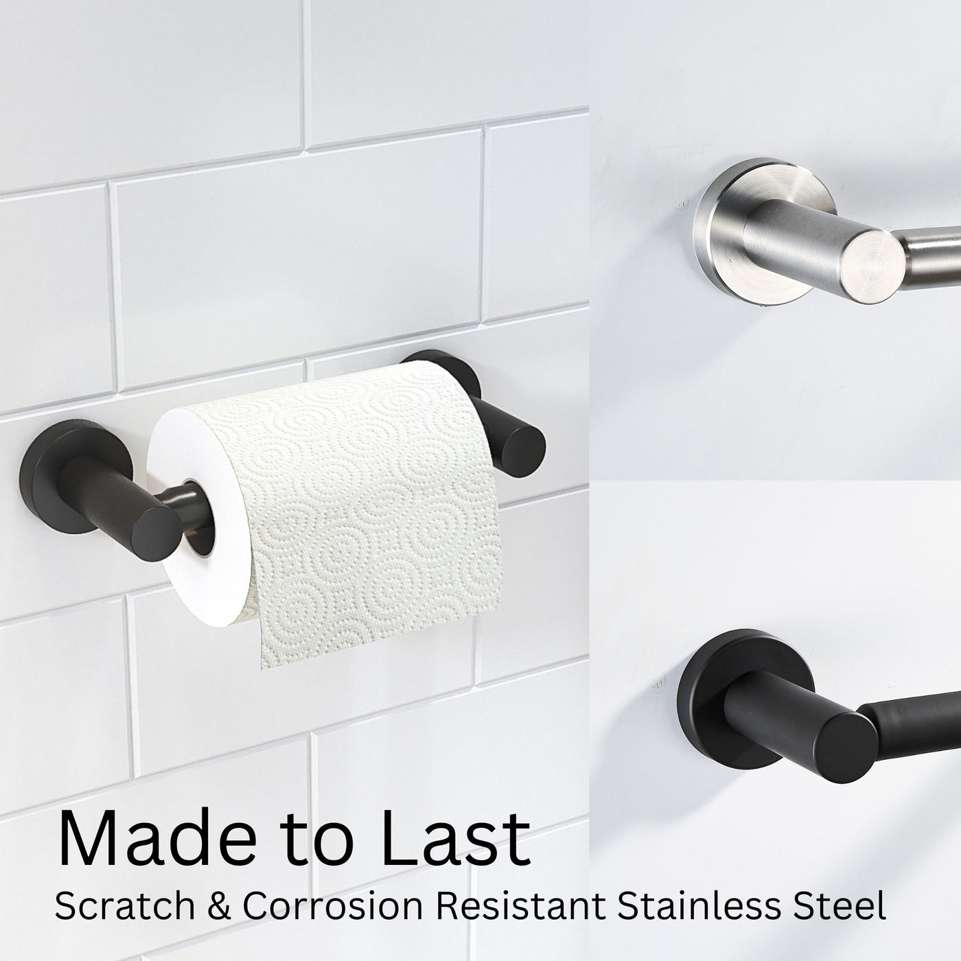 Spring Loaded Toilet Roll Holder (Matte Black) — Marmolux